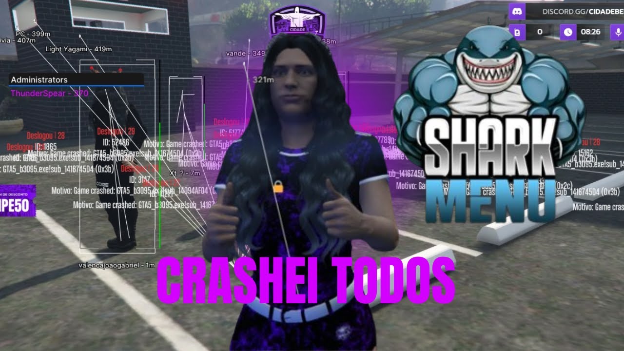 CRASHEI TODO MUNDO DA CIDADE - GTA ANTI-RP ft.SHARK MENU - YouTube