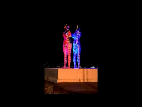 Ali & Nino moving statues at night timelapse (Batumi, Georgia)