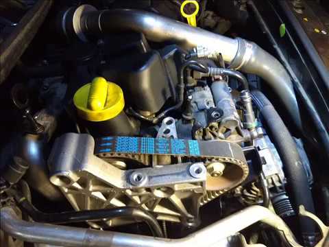 Timing belt and water pump change K9K 732 Megane 2 1.5 dCi - YouTube