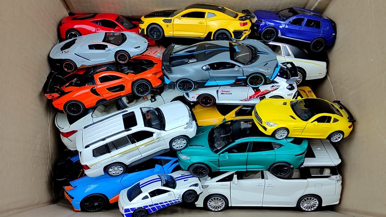 Box Full of Model Cars /Bugatti Bolide, Bugatti Chiron, Koenigsegg ...