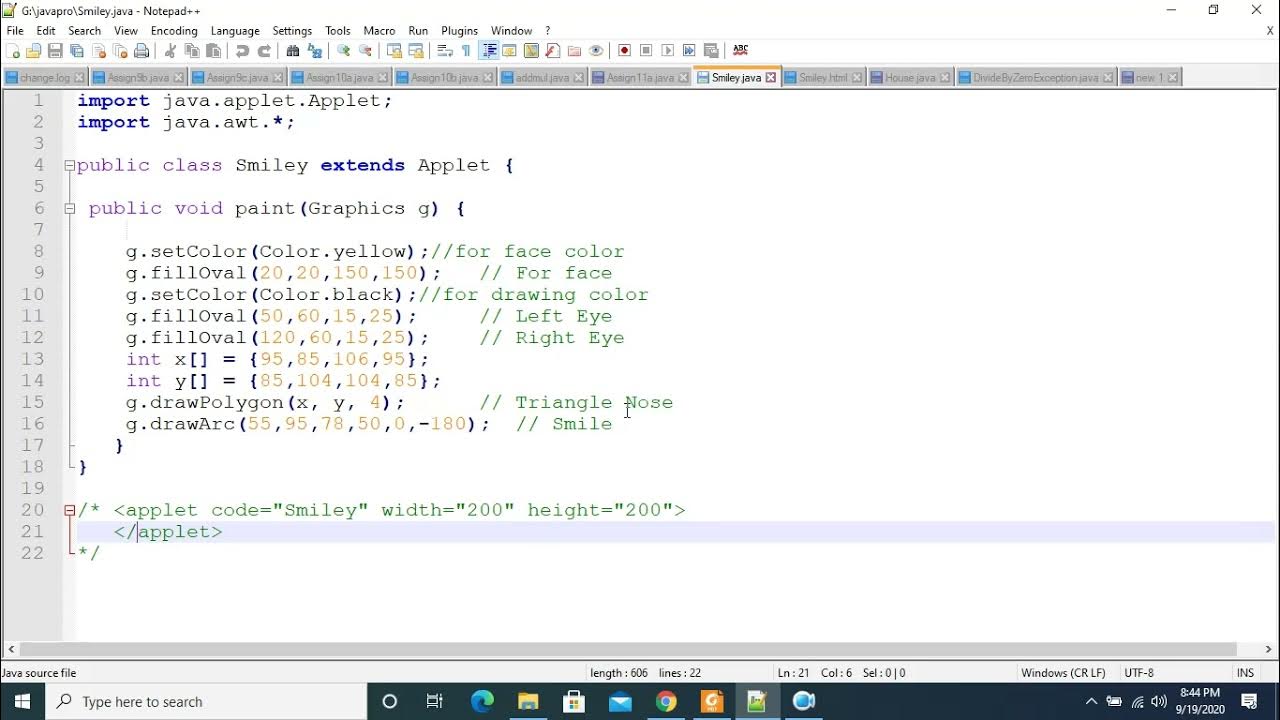 Assign12a Smiling face program in Java - YouTube