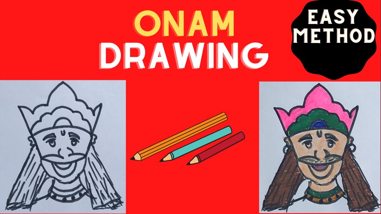 Onam Drawing |Easy Maaveli | Mahabali Drawing - YouTube