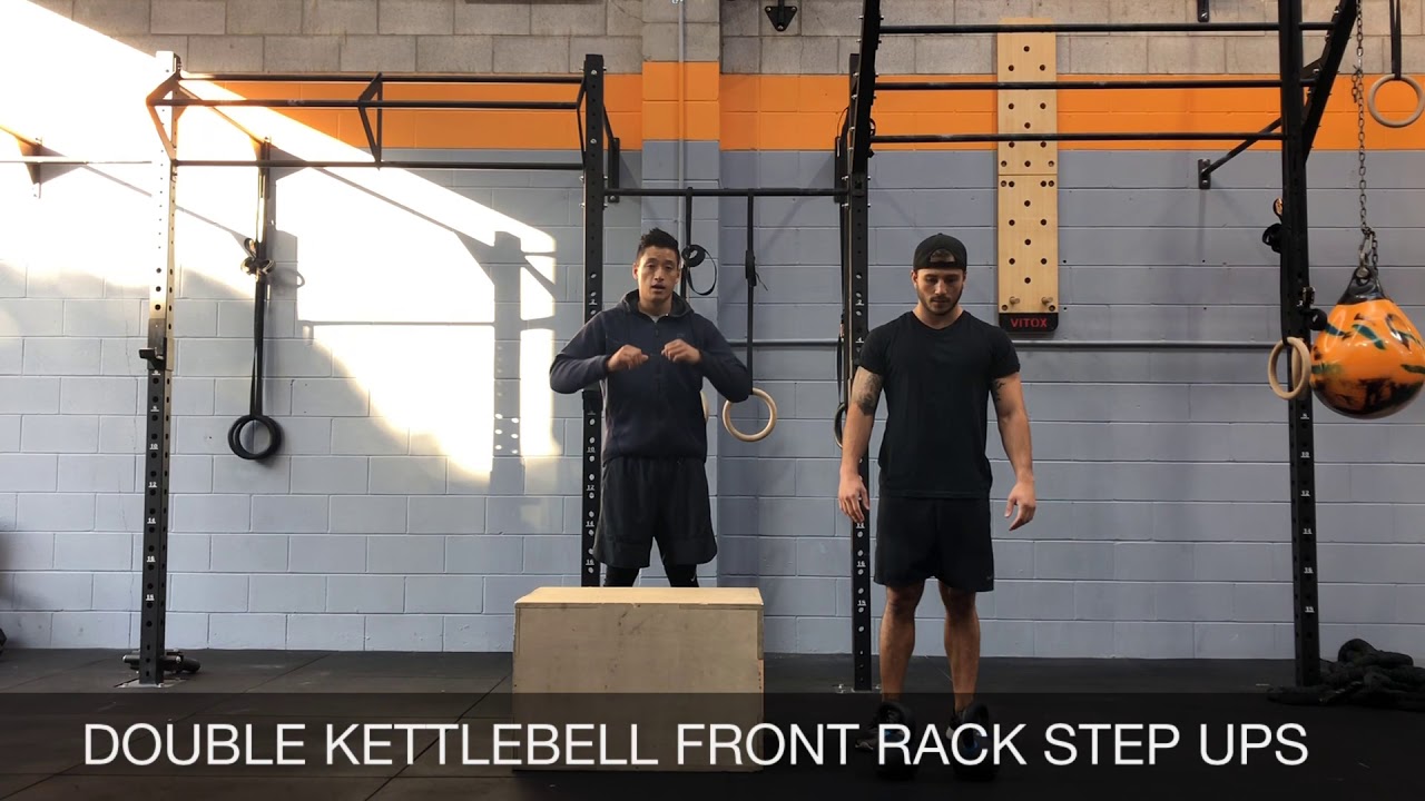 DOUBLE KETTLEBELL FRONT RACK STEP UPS - YouTube