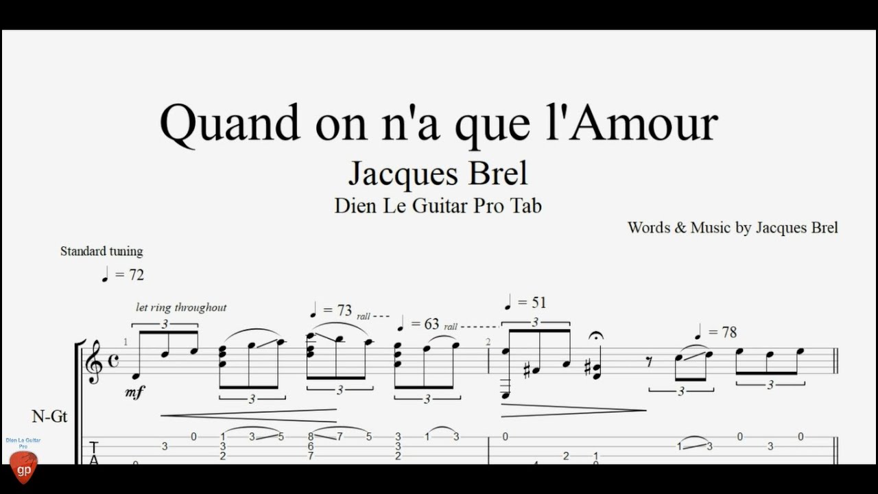 Apprenez à jouer “Quand on n’a que l’amour” à la guitare avec ces TABs ...