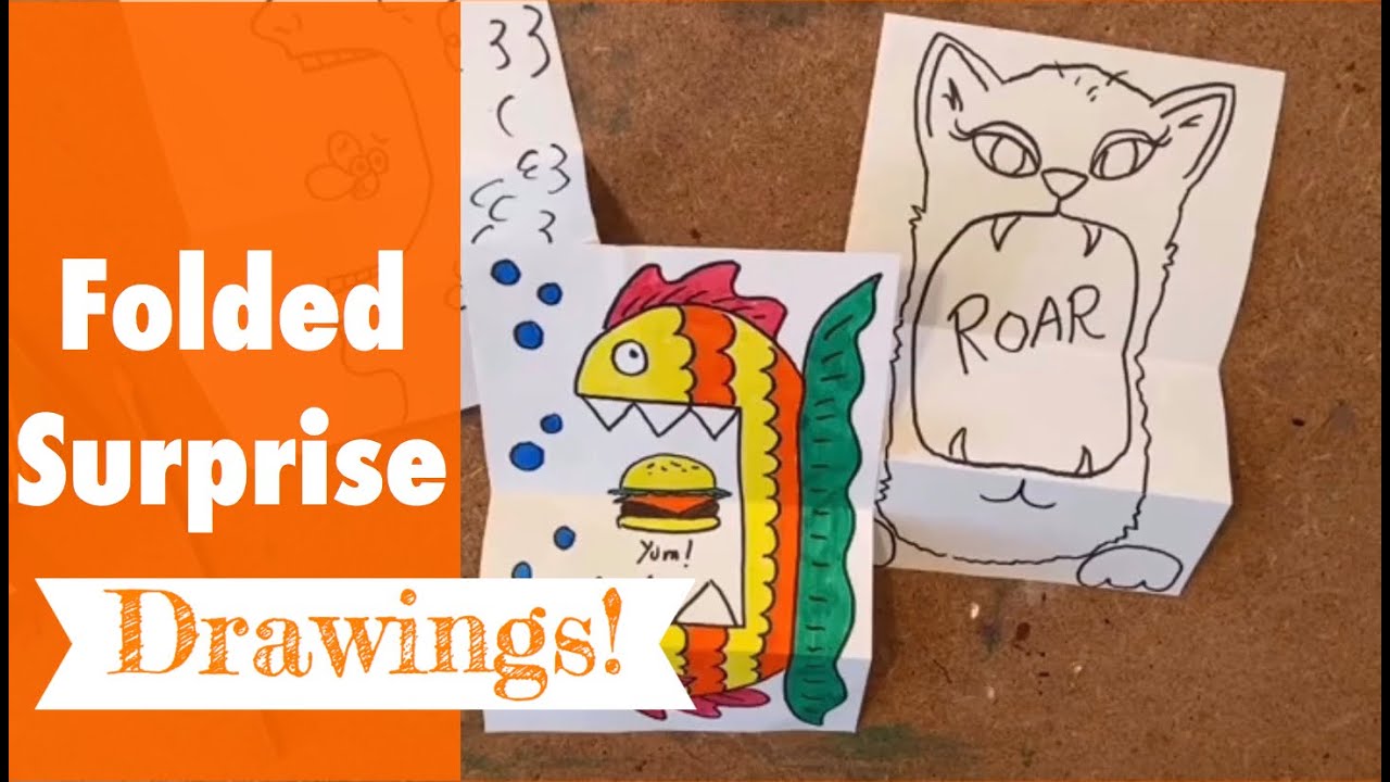 Updated Folded Surprise Drawings!! (larger format) - YouTube
