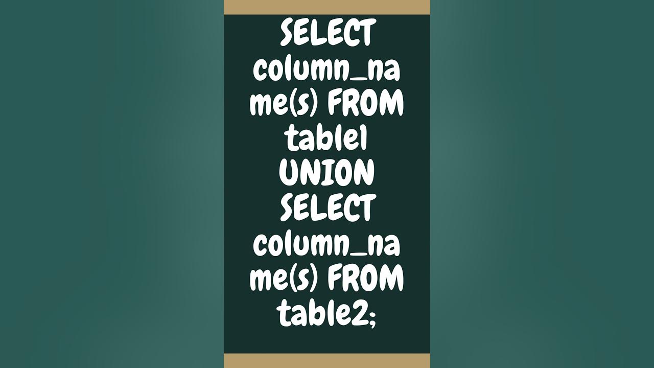 Learn sql in less than one minute (union) - YouTube