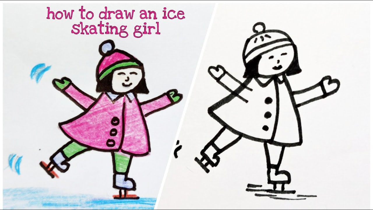 How to draw an Ice Skater | DIY | Easy drawings | Little Girl - YouTube