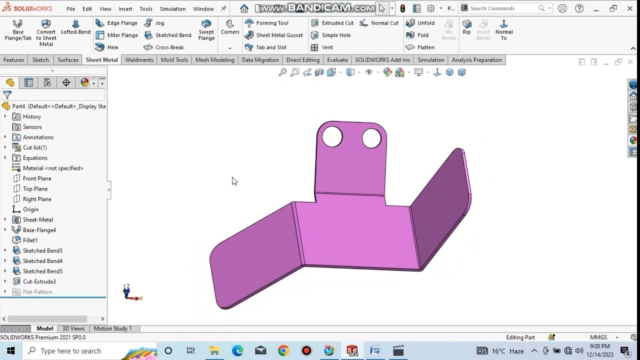 Sheet Metal Sketched Bend in solidworks - YouTube