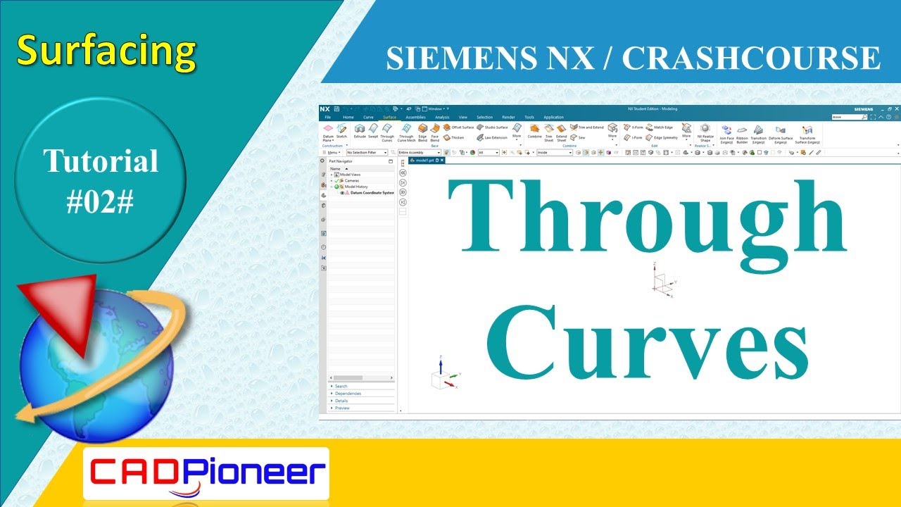 Siemens NX / Surfacing / Through Curves - YouTube