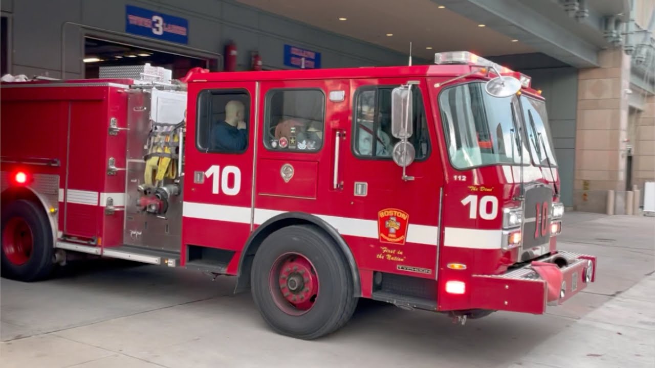 Boston Engine 10 and Spare Tower Ladder 3 responding to Fire Alarm ...