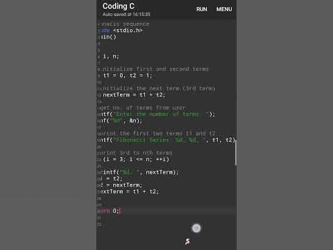 Fibonacci Sequence in C | C programming | C Language | #Shorts #Teach ...