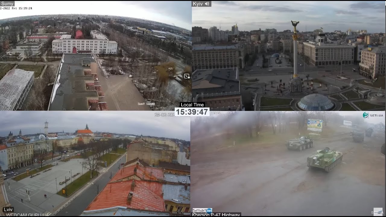[LIVE] 러시아 침공, 탱크진입, 미사일 공격 우크라이나 실시간 멀티캠 _Ukraine Live Camera ...