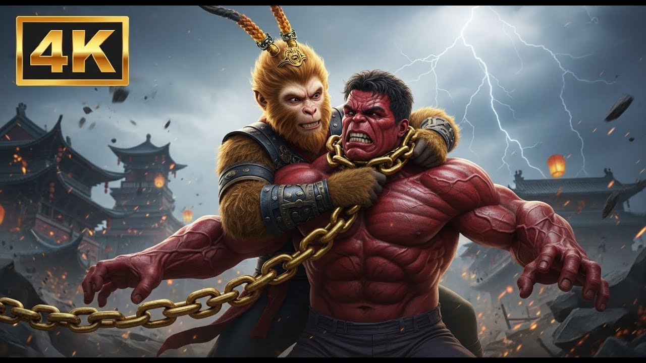 Monkey King vs Red Hulk – Epic Battle in the Ancient City - YouTube