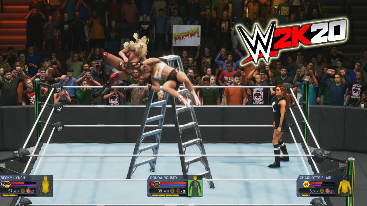 WWE 2K20 - Ronda Rousey vs Becky Lynch vs Charlotte Flair (Ladder Match ...
