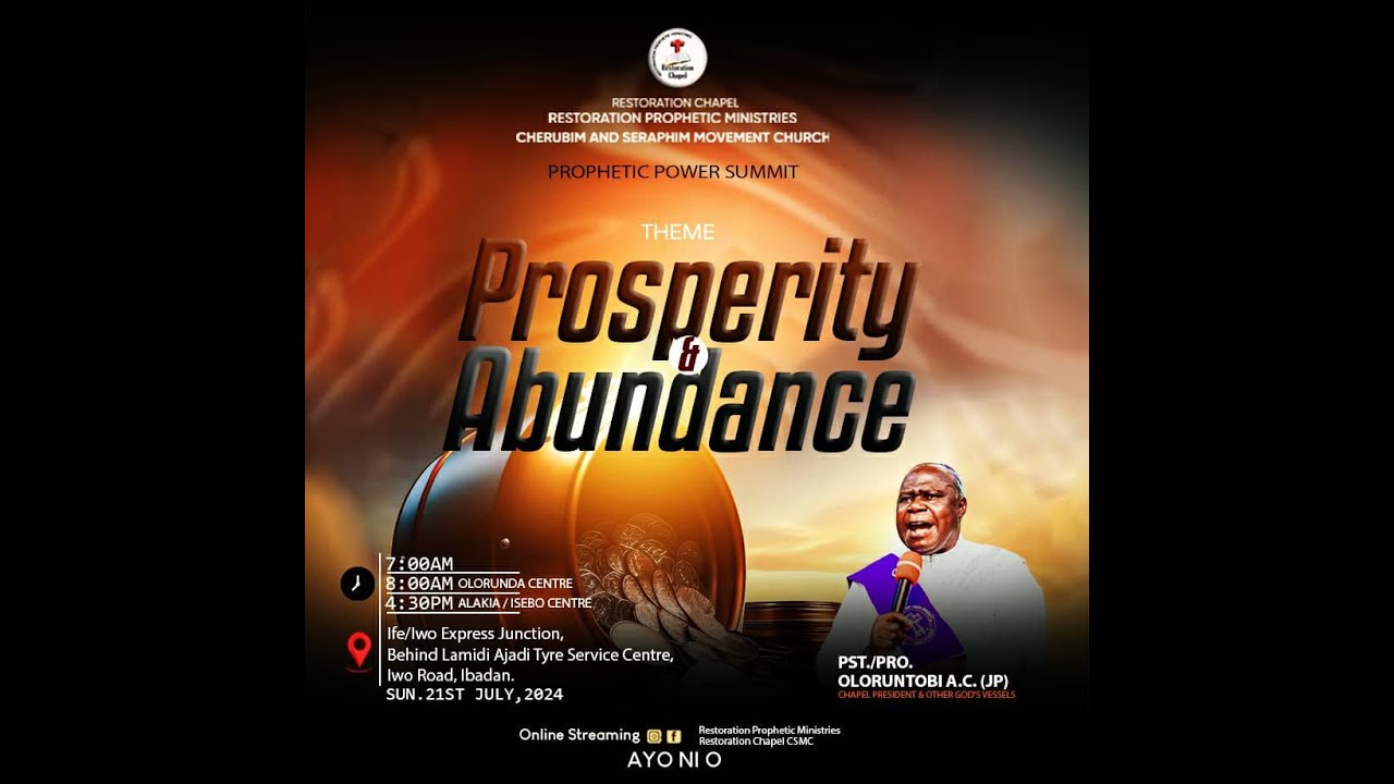 Prophetic Power Service - PROSPERITY AND ABUNDANCE - YouTube