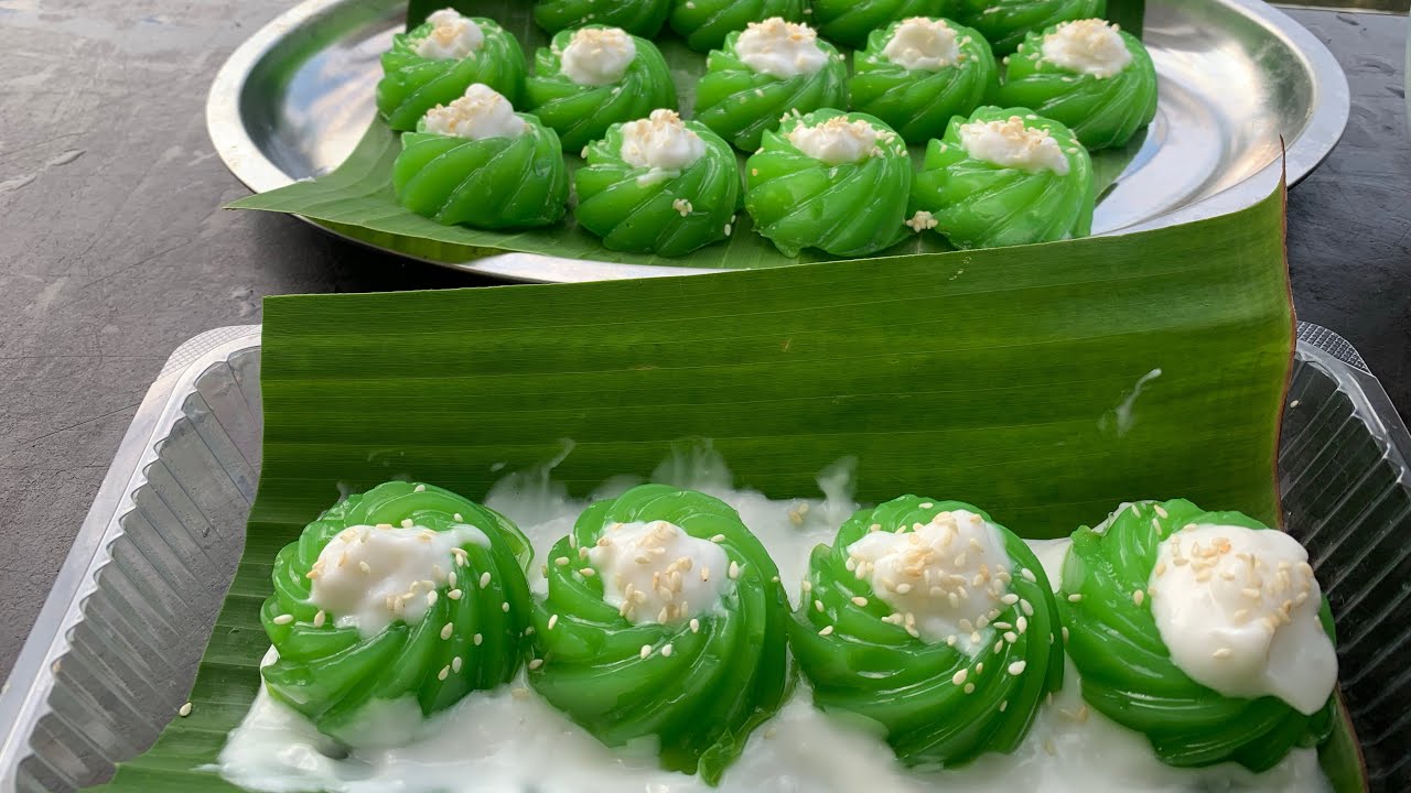 Kuih Thailand Malaysia - Tepung Pandan Bersantan -Sukatan Cawan - YouTube