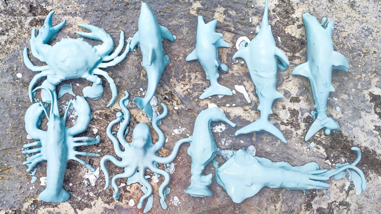 Mebersihkan mainan berlumpur: Ikan Hiu, Gurita, Lobster, Kepiting, Hiu ...