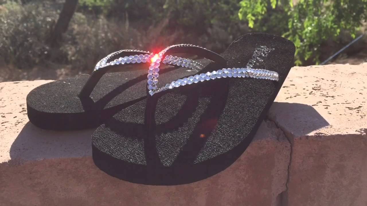 Diamond Diva Flats: Swarovski Crystal flip flops sandal - YouTube