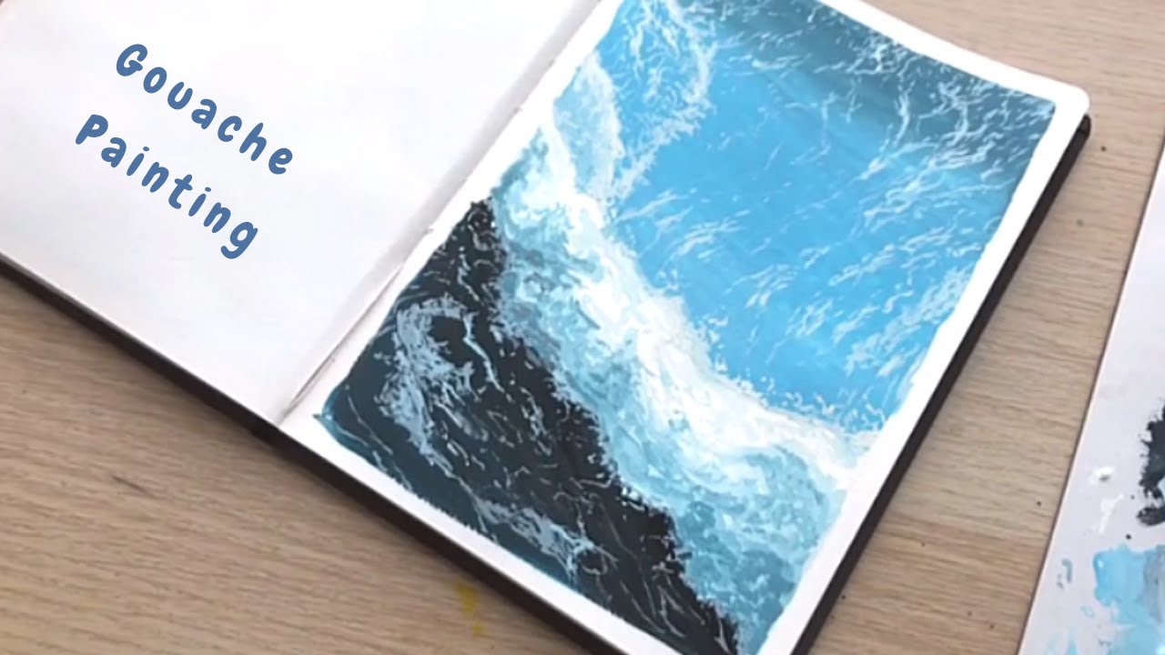 Gouache Painting - Blue Waves - YouTube