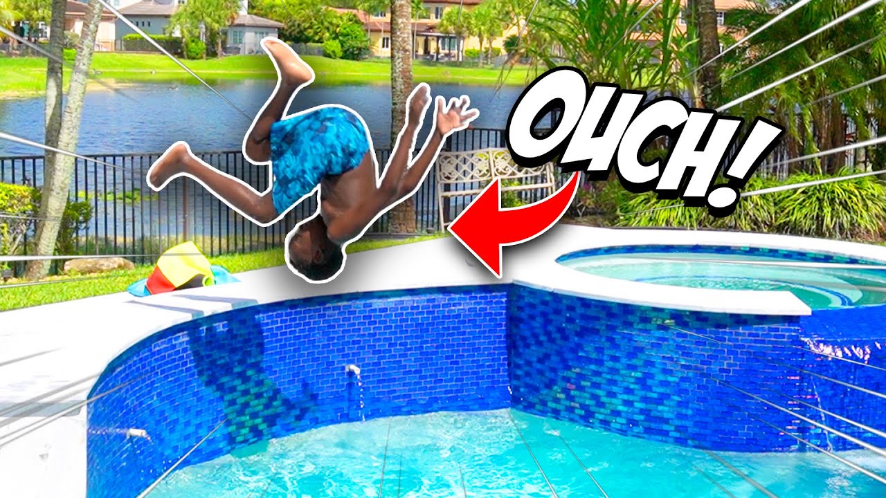 Boy BACKFLIPS Into Pool, INSTANTLY Regrets It - YouTube