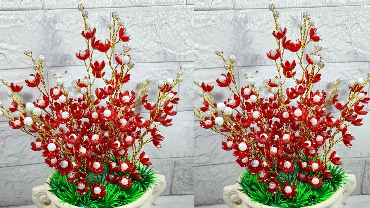 merangkai bunga dari bahan manik-manik - YouTube