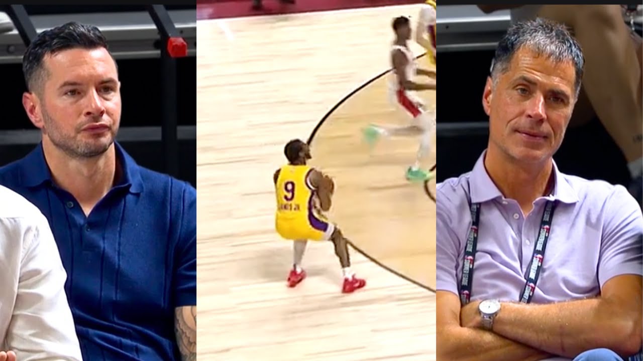 Rob Pelinka And JJ Reddick Watch Bronny James Shoots 0-8 From Three ...