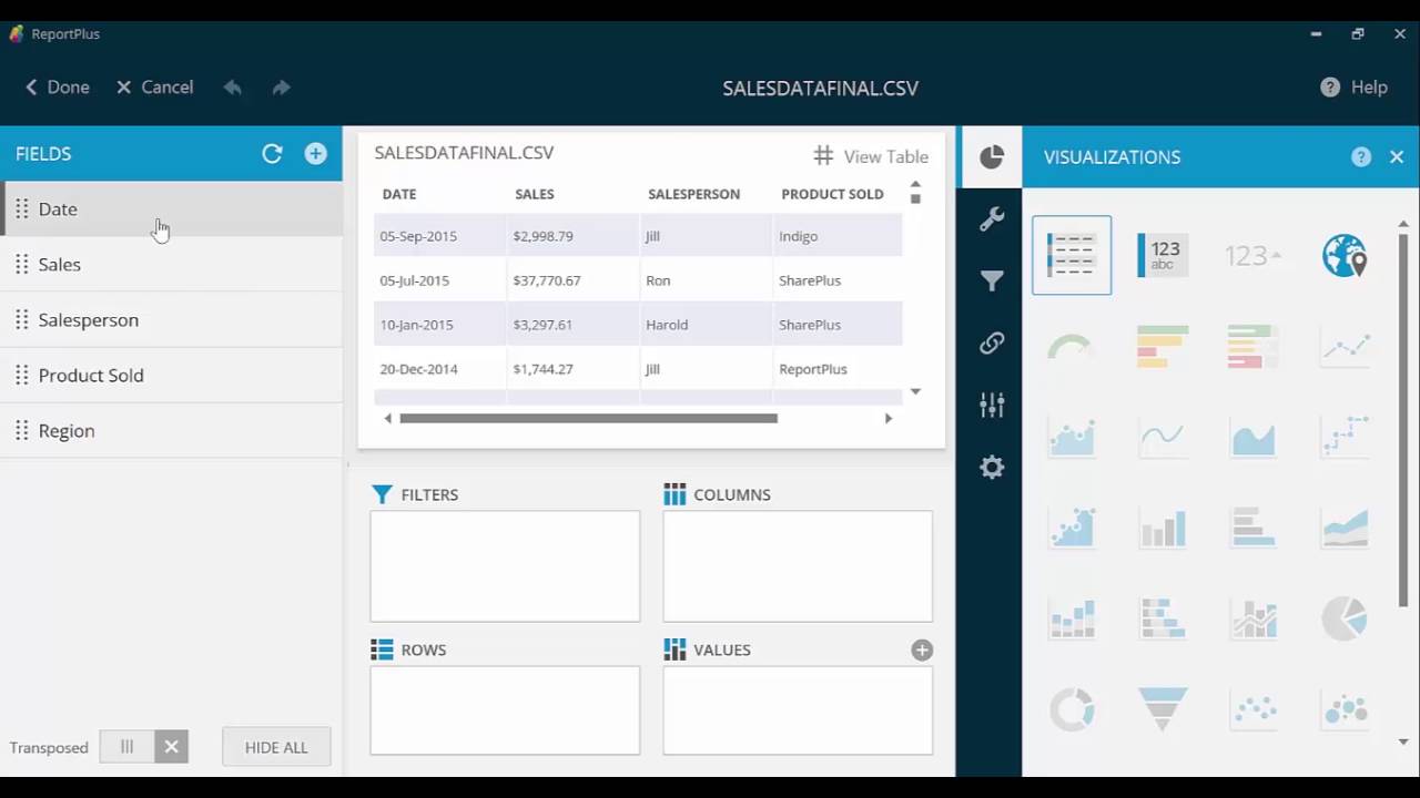 Create a visualization with CSV data with ReportPlus Desktop - YouTube