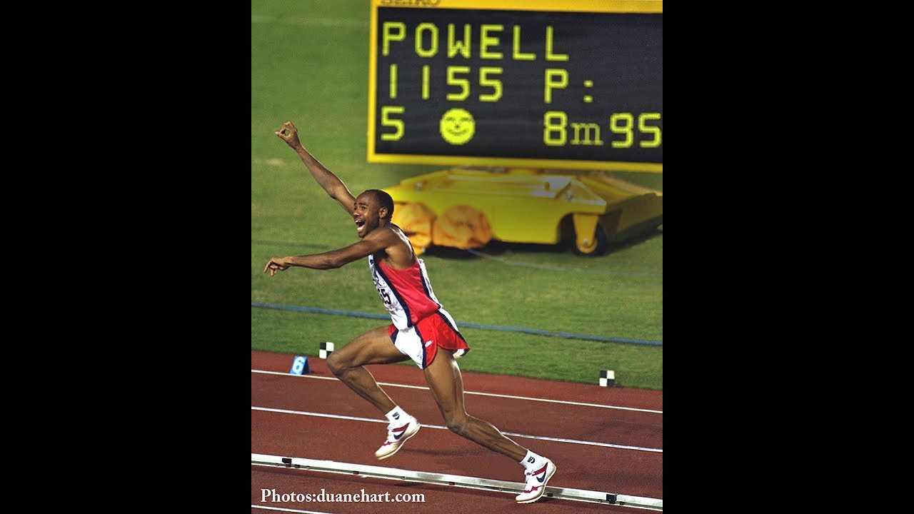 Mike Powell World record 8.95m Long Jump & Carl Lewis Tokyo 1991 World Championships USA ...
