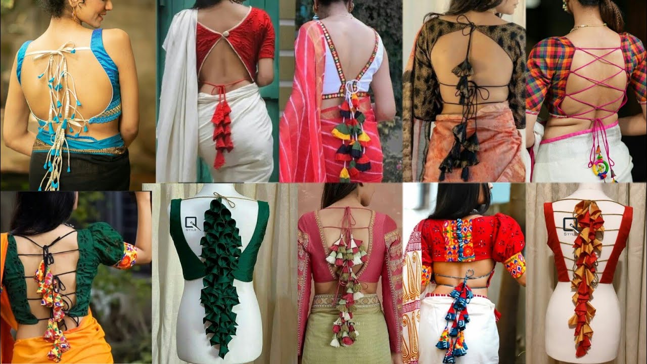 blouse tassels designs|| blauj latkan designs|| blouse back neck ...