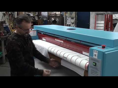 Chicago Dryer ironer Cadet live demo - YouTube