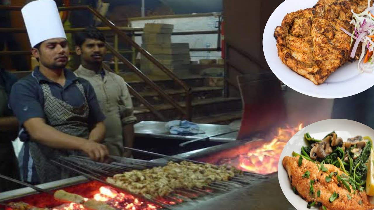 Delicious bar.b.Q tikka | grill fish and chicken | food street with ...