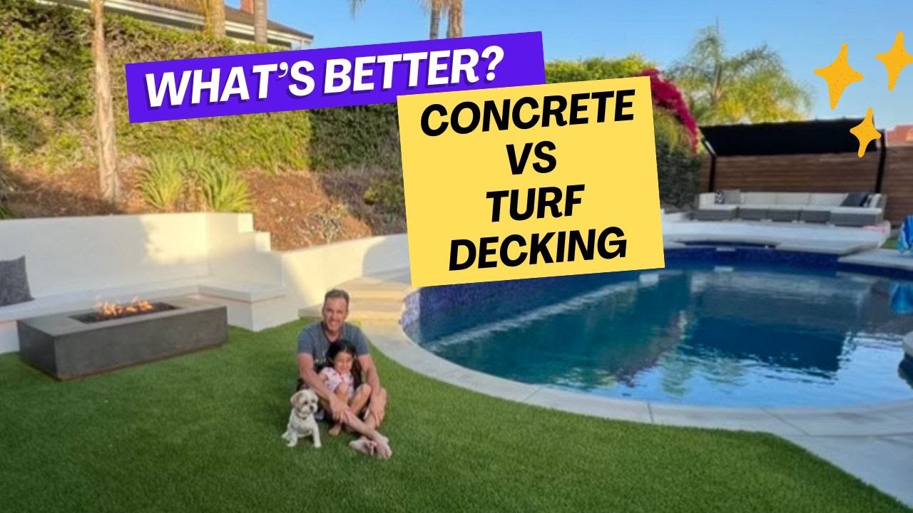 What’s a better decking option around the pool? Concrete vs Turf - YouTube