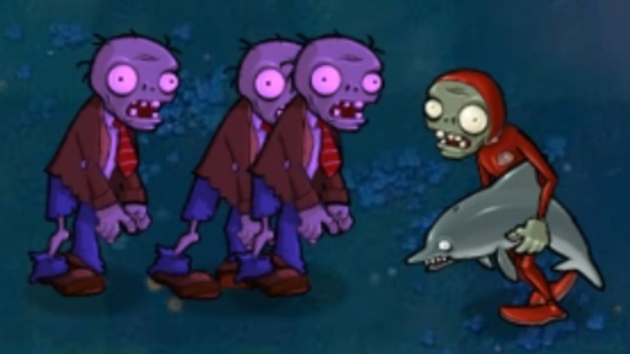 3 Normal Zombies vs 1 Dolphin Rider Zombie FIGHT // Plants vs Zombies ...