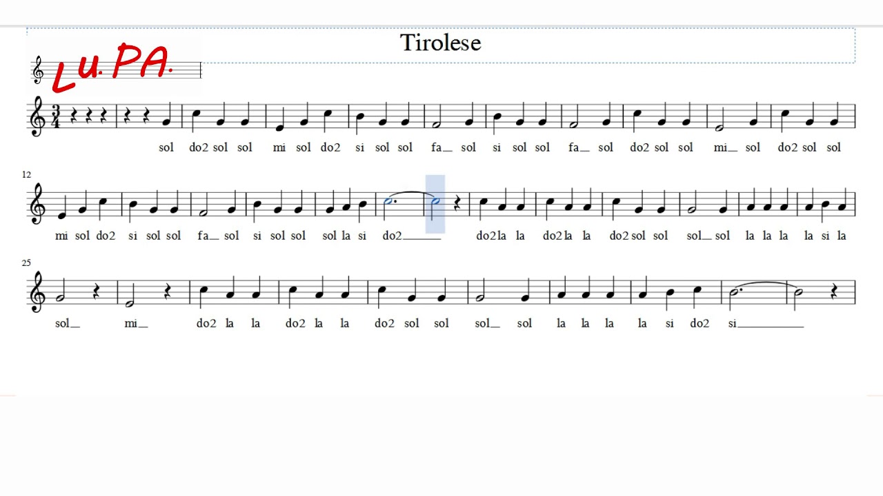 La Tirolese - Flauto dolce - Spartito - Note - Instrumental - YouTube