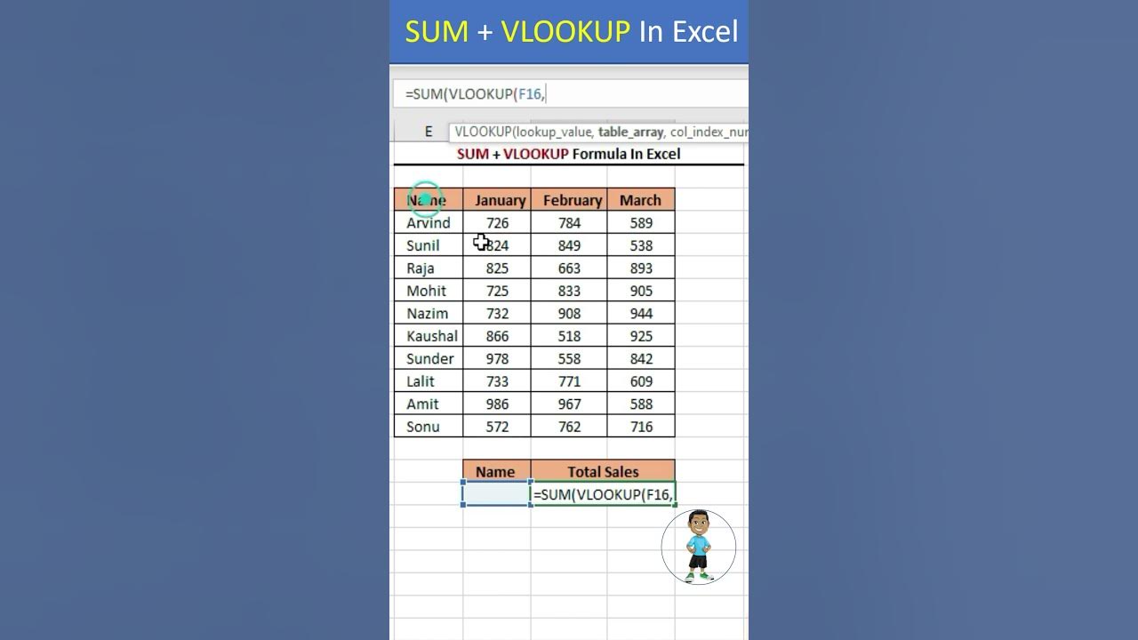 SUM + VLOOKUP Formula In Excel #excel #exceltips #shorts #exceltutorial #msexcel #microsoftexcel ...