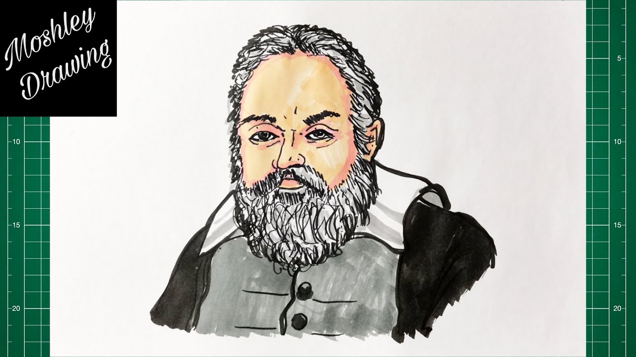 How to Draw Galileo Galilei Step by Step - YouTube