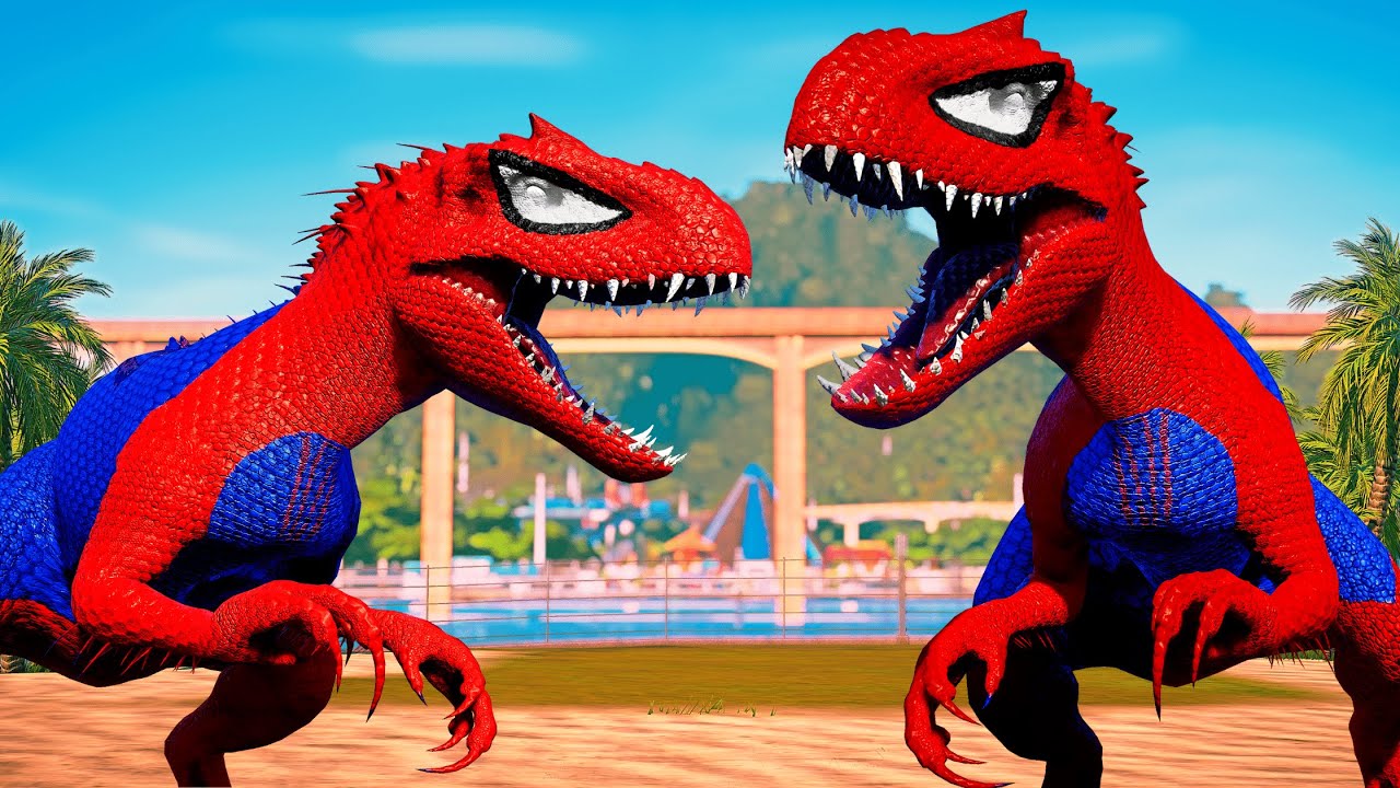 Watch THIS Epic Jurassic World Battle: Spiderman I-REX vs REXY, King ...