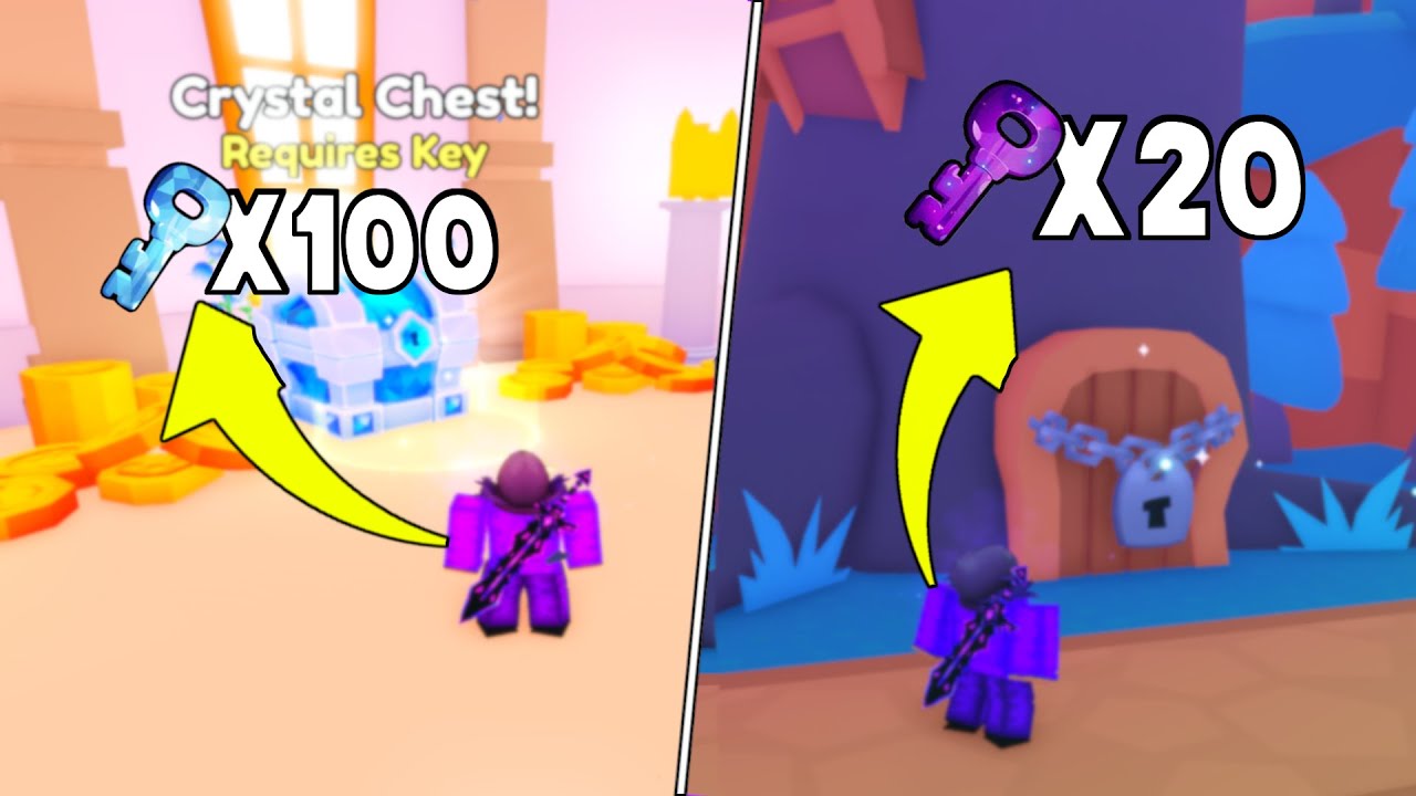 100 CRYSTAL KEY Vs 20 SECRET KEY w Pet Simulator 99 - YouTube