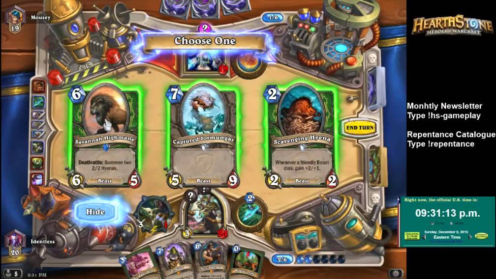 HS-R20 06Dec2015 EU- Dreadscale Reno Hunter T8 Win vs. Secrets Mage ...