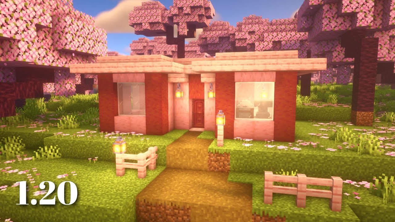 Minecraft Easy Cherry House Tutorial 1.20 - YouTube