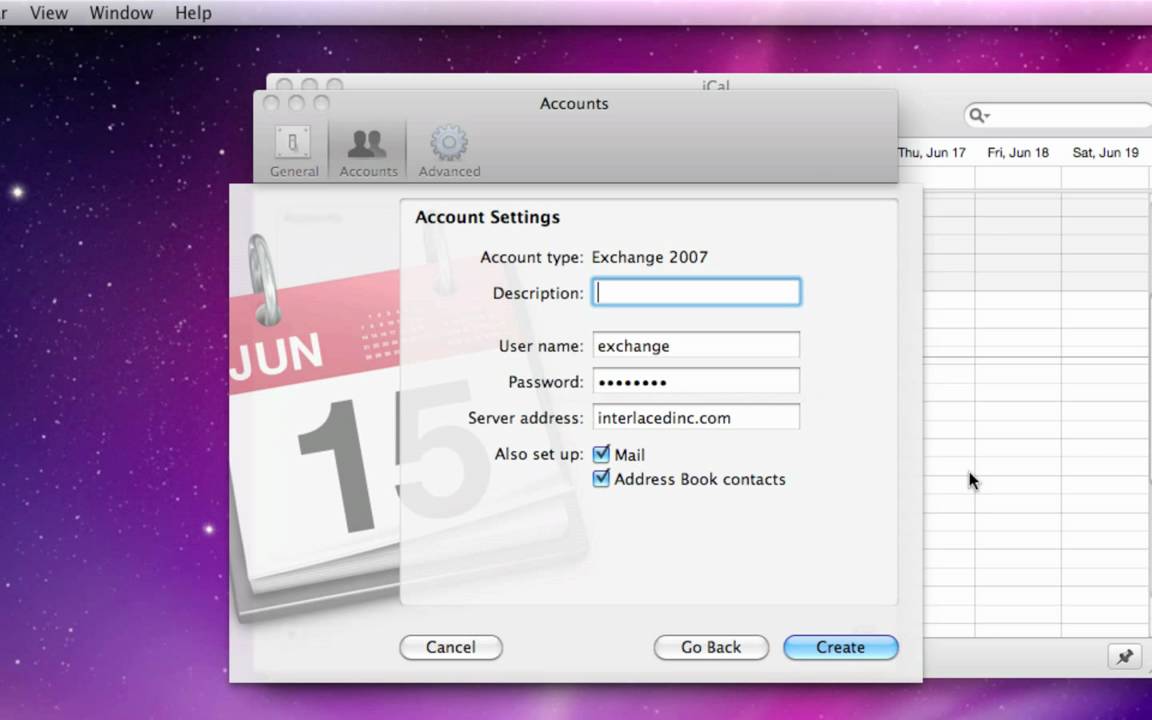 6. Setting up iCal with your Exchange account - YouTube
