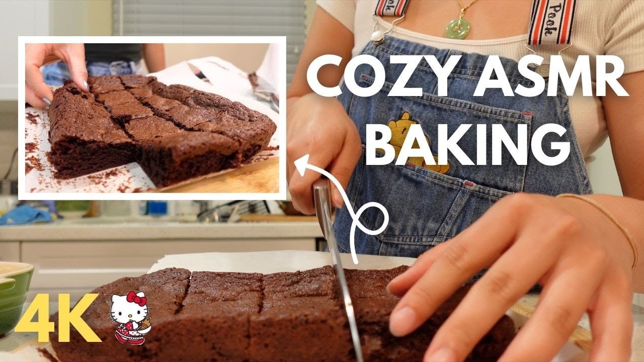 RELAXING ASMR BROWNIE BAKING 4K || brown butter brownies, baking from ...