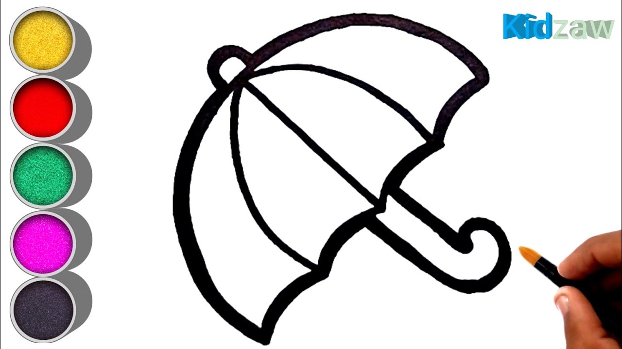 Learn Umbrella Drawing and Coloring for Kids Toddlers - How to Draw an ...