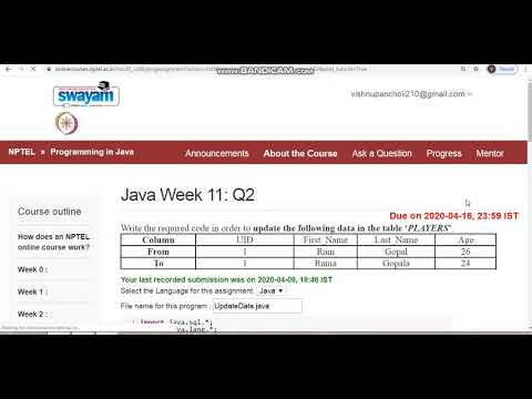 swayam/NPTEL week 11 assignment answers and programs in java - YouTube