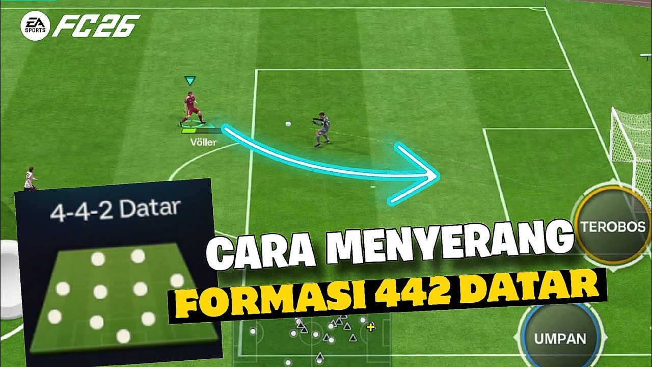 CARA MENYERANG FORMASI 442 DATAR - FC MOBILE - YouTube