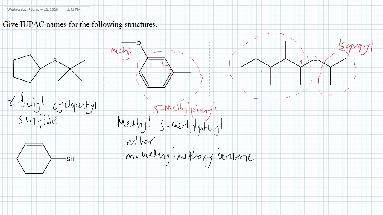 Naming ethers, sulfides, and thiols - YouTube
