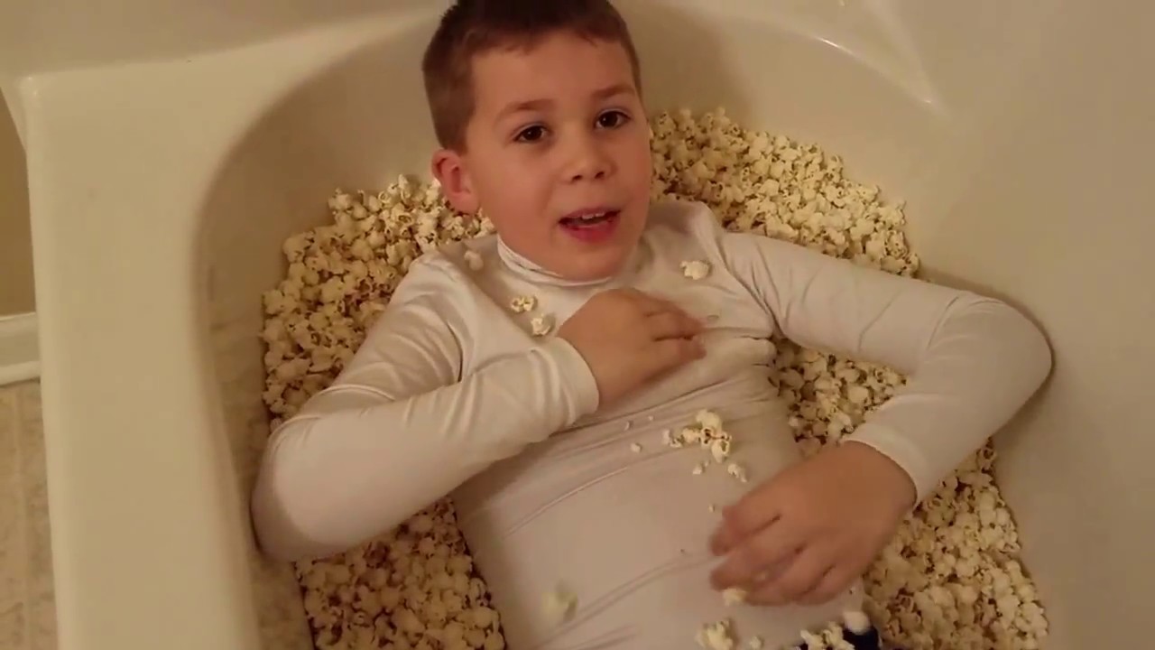 Jacob K. Popcorn Bath Challenge - YouTube