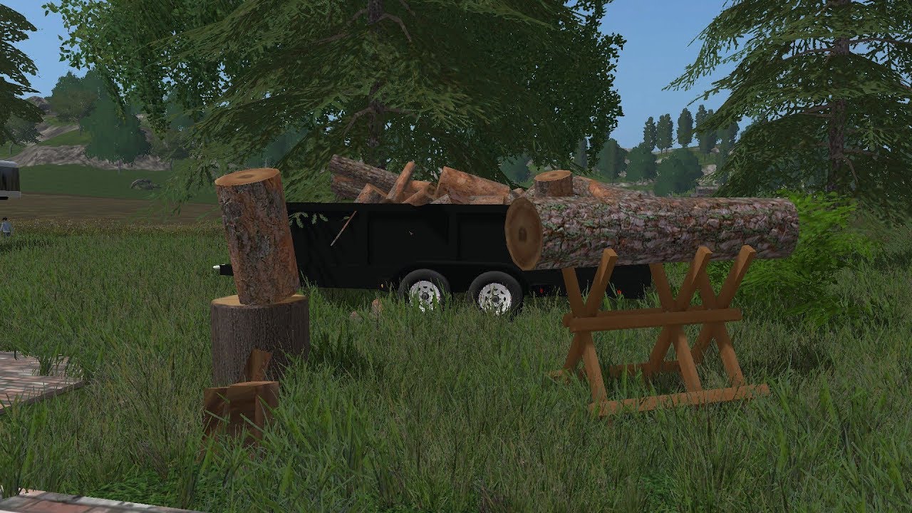 Farming simulator 17 chopping fire wood with some cool mods - YouTube