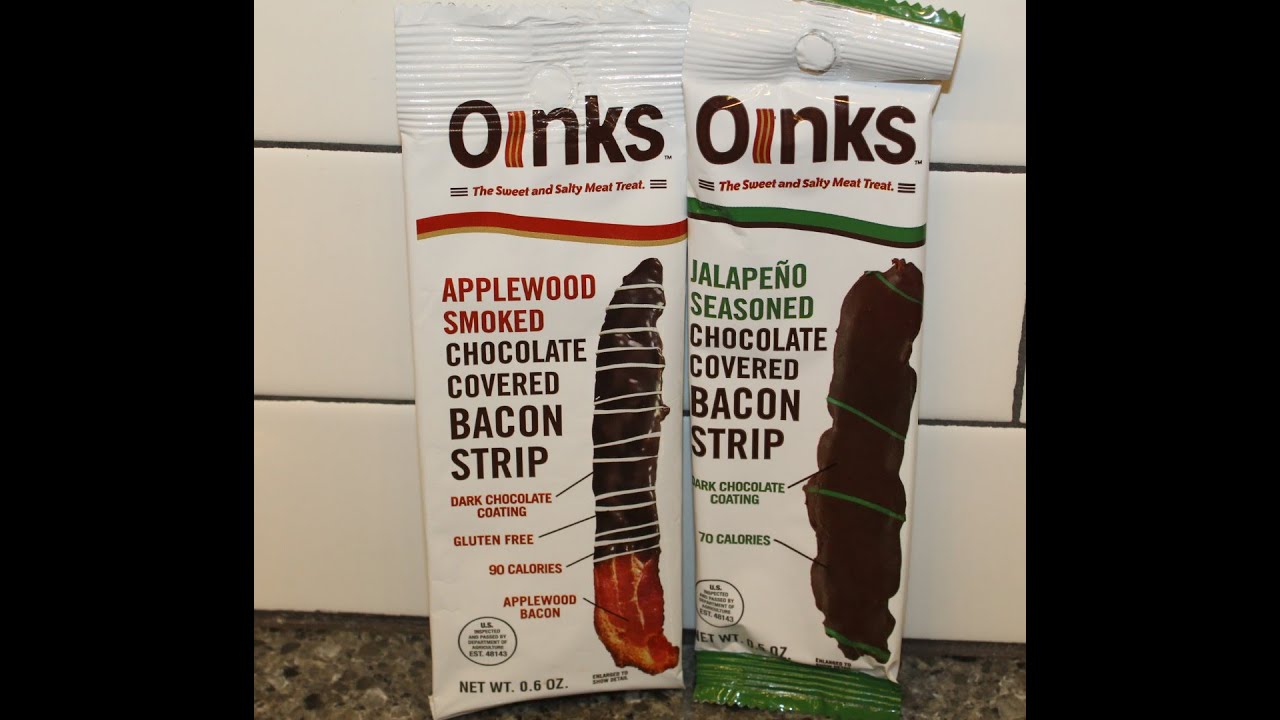 Oinks Chocolate Covered Bacon Strip: Applewood Smoked & Jalapeno ...