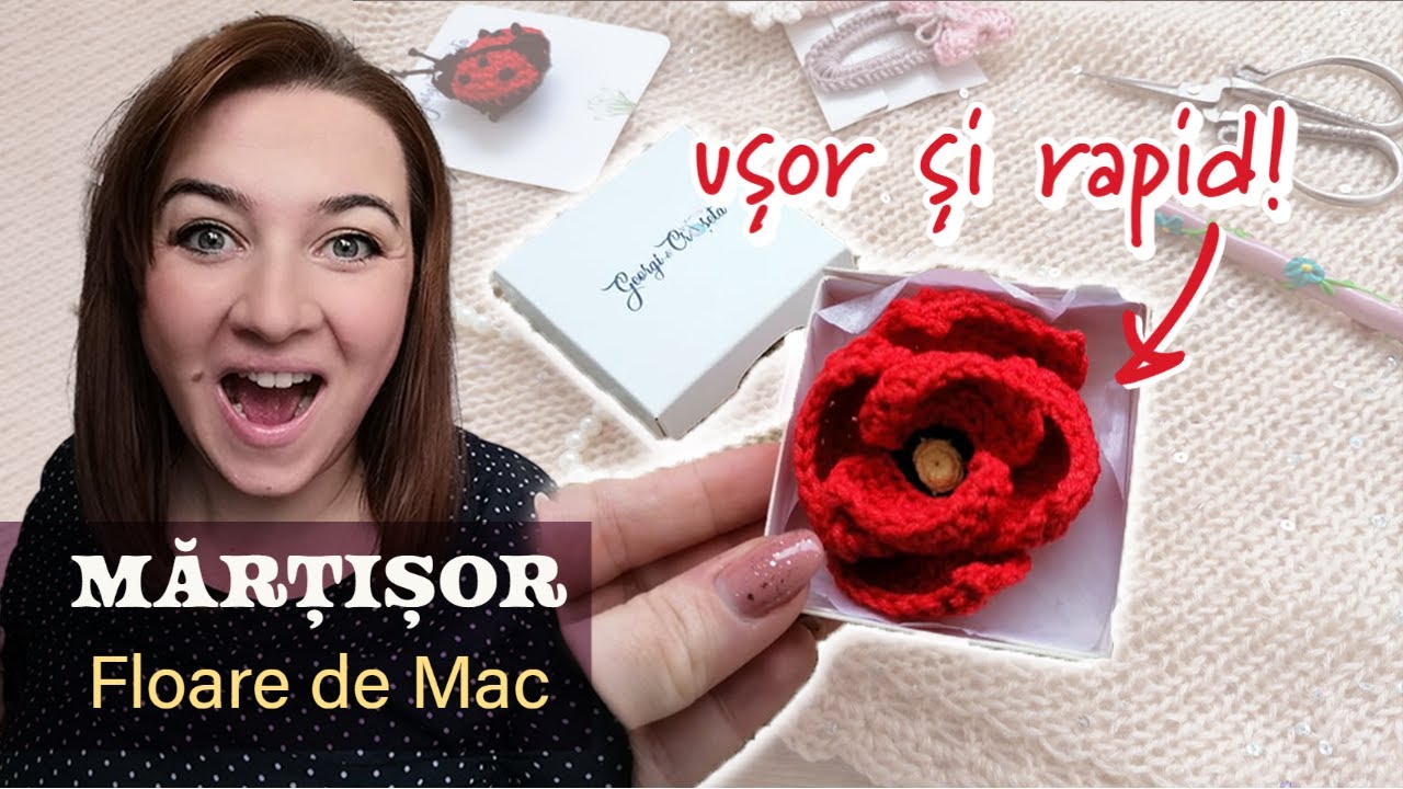 🌹 Cum crosetam pas cu pas o floare de mac 🌹 - YouTube